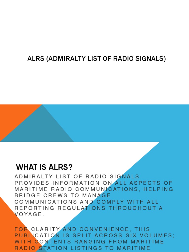 Overview of ALRS Volumes and Uses | PDF