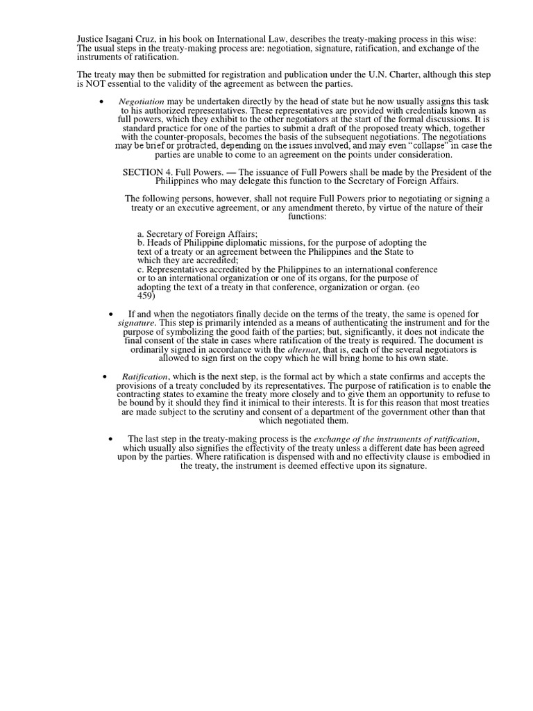 Steps in Treaty Making Process | PDF | Treaty | Ratification