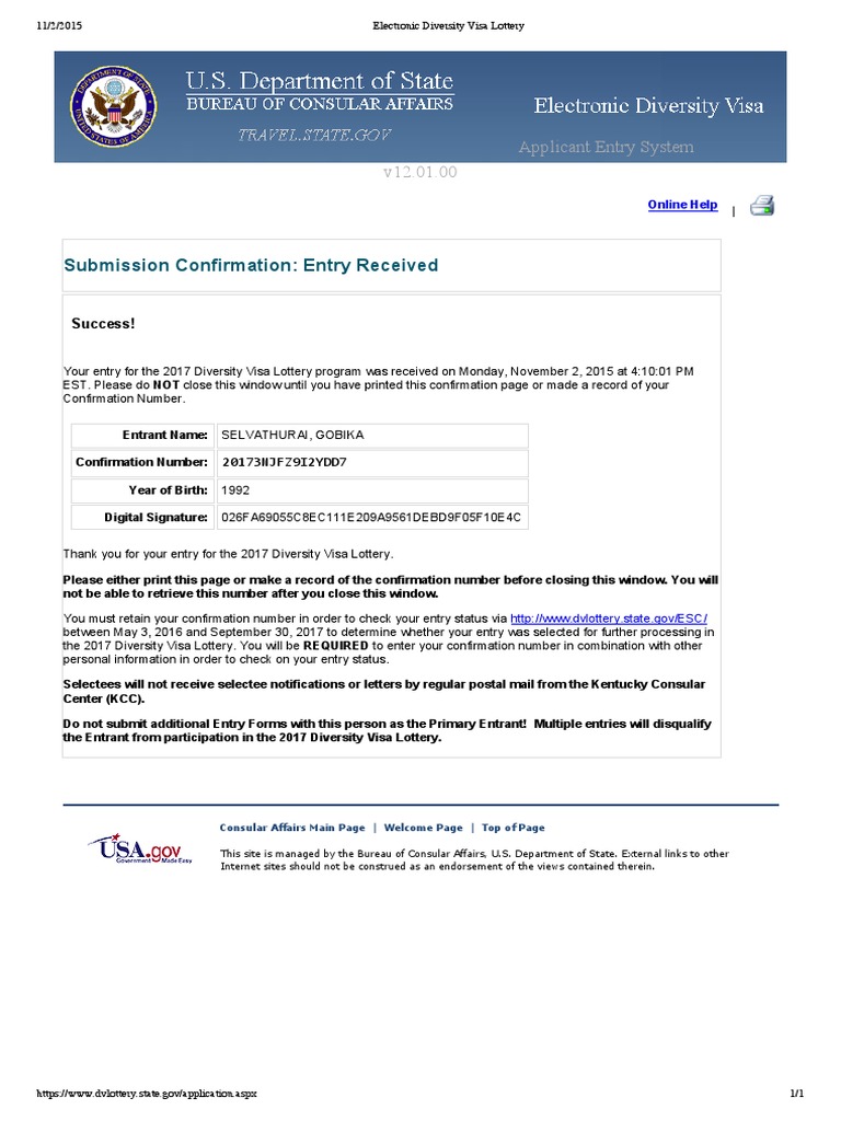 Electronic Diversity Visa Lottery PDF | Download Free PDF | Travel Visa ...