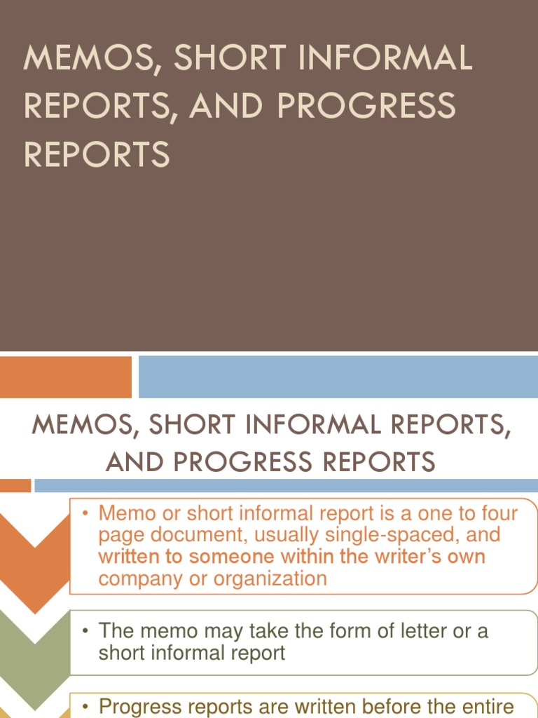 Memos, Short Informal Reports, and Progress | PDF | Communication ...