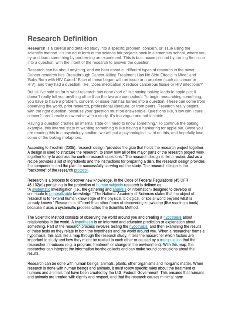 Research Definition | PDF | Scientific Method | Hypothesis