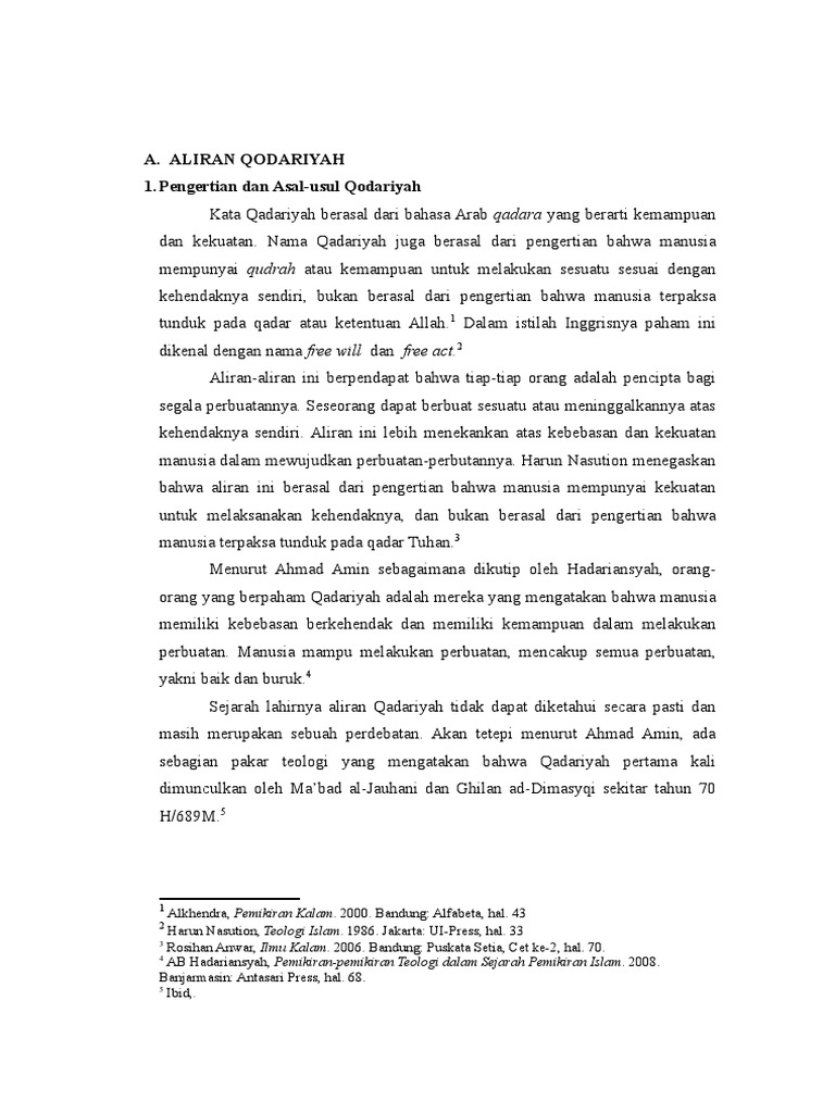 KEMAMPUAN MANUSIA DALAM AL-QADARIYAH | PDF