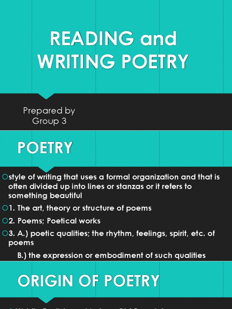 READING and WRITING POETRY | PDF | Metre (Poetry) | Poetry