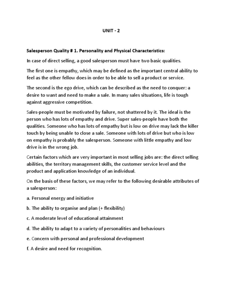 SELLING SKILLS Notes | PDF | Sales | Marketing