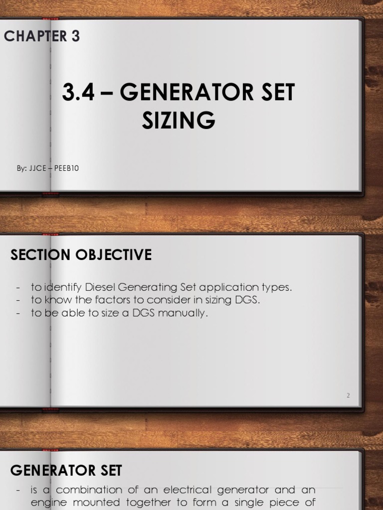 Lecture 4 - Generator Set Sizing | PDF | Steady State | Electric Generator