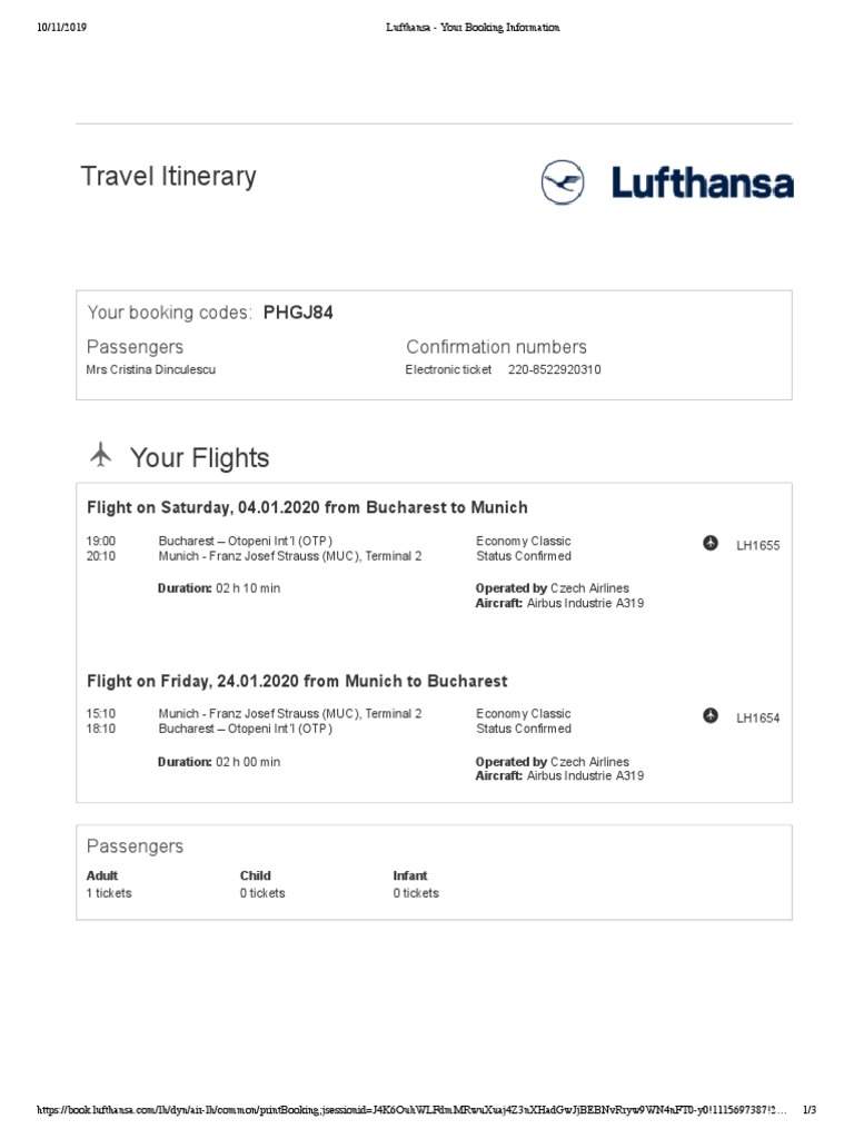 Lufthansa - Your Booking Information | PDF | Airlines | Aviation