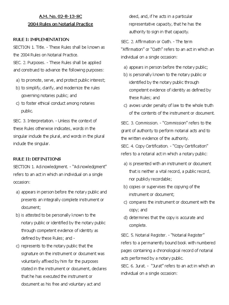 2004 Rules On Notarial Practice | PDF | Notary Public | Signature