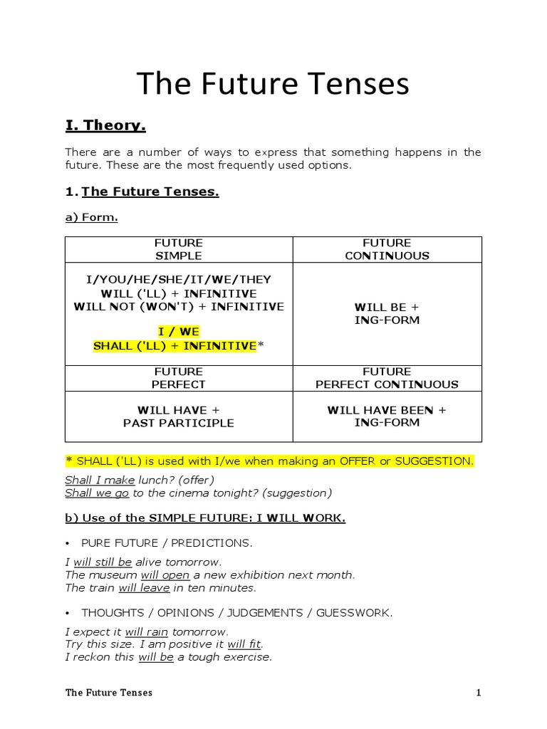 Future Tenses 2015 - Teacher Key | PDF | Grammar | Language Mechanics