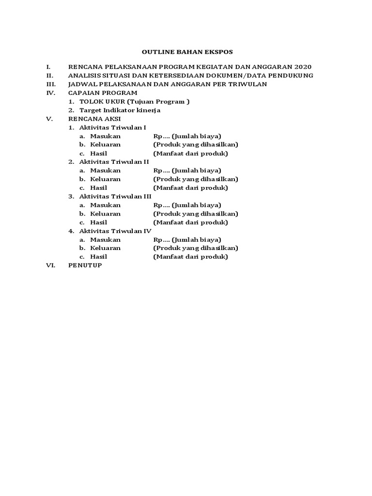 Format Tor, Outline Ekspos Dan Rencana Jadwal | PDF