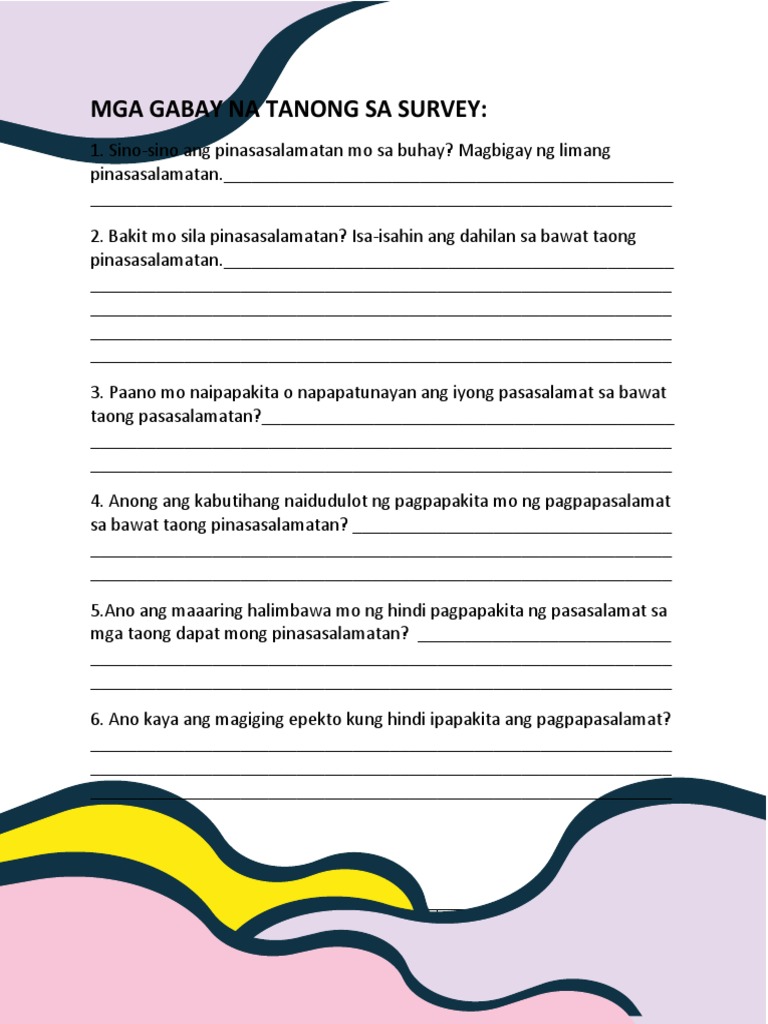 Mga Gabay Na Tanong Sa Survey | PDF Mga Gabay Na Tanong Sa Survey | PDF