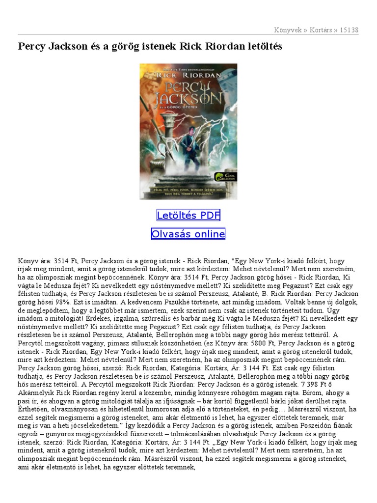 Percy Jackson És A Görög Istenek PDF | PDF