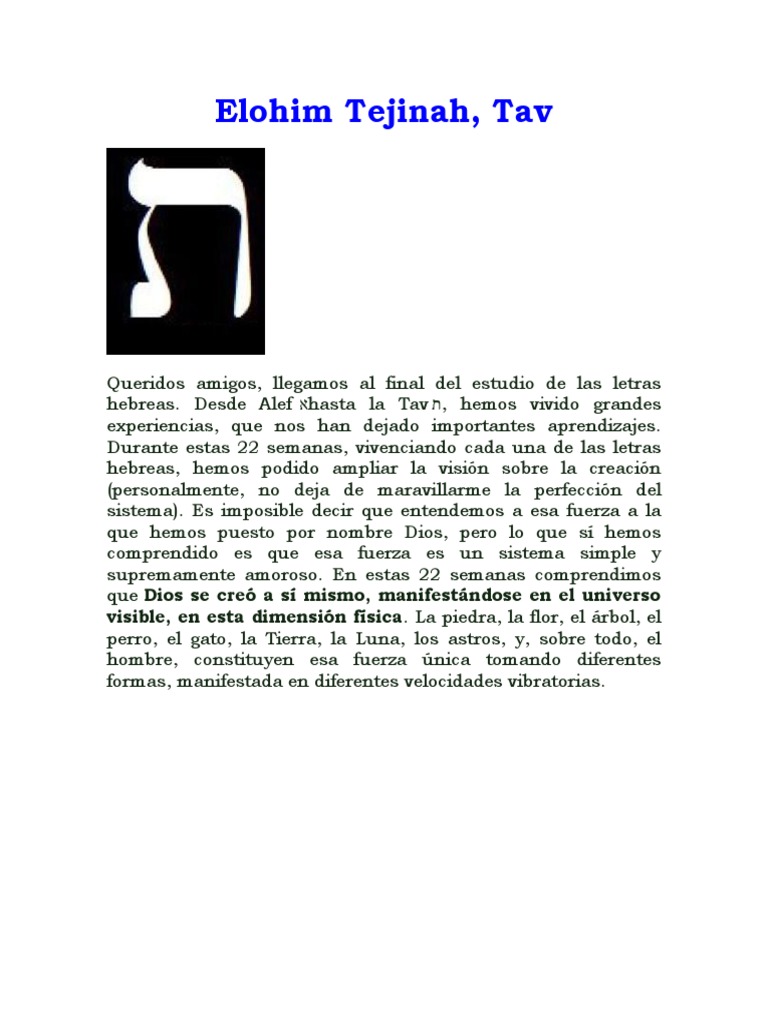 Letra Hebrea Tav | PDF | Dios | Homo Sapiens