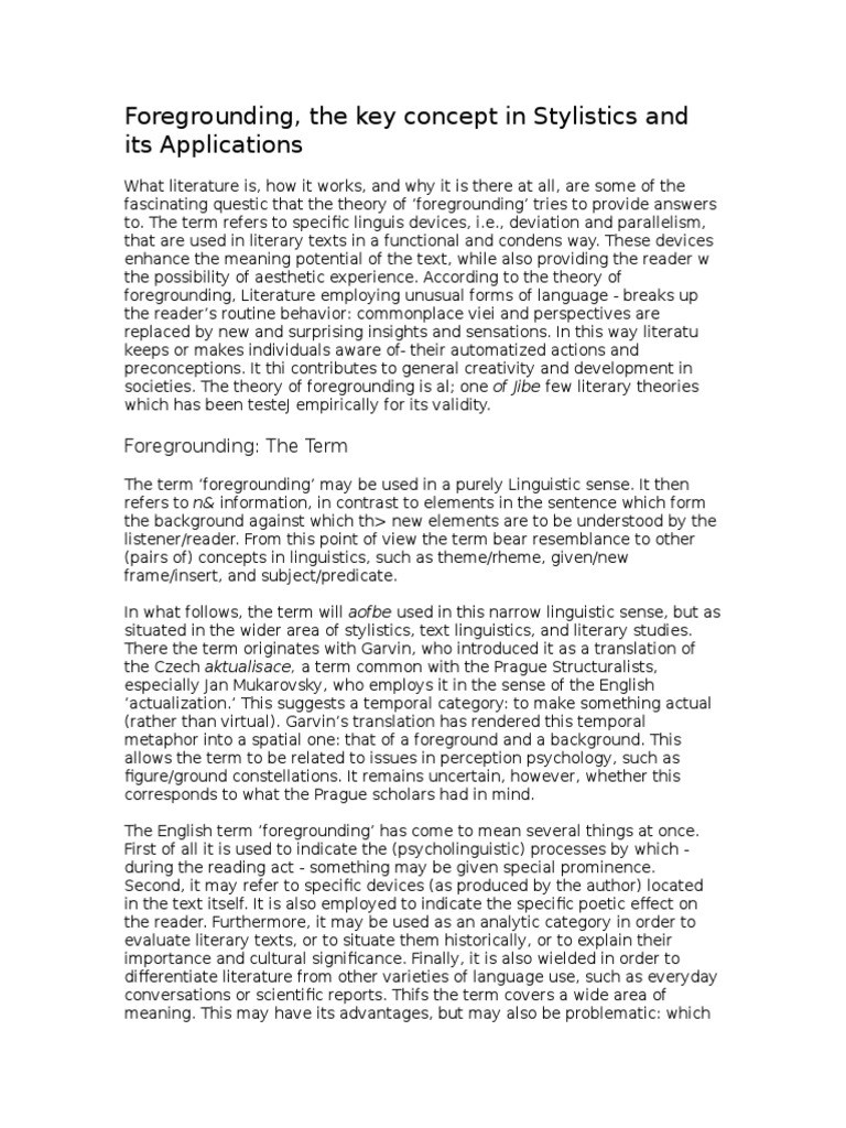 32 Foregrounding, The Key Concept in Stylistics and Its Applications ...