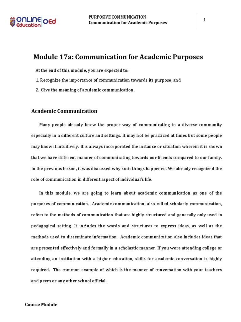 Week 17, Lesson 6-1 - Academic Communication | PDF | Conversation ...