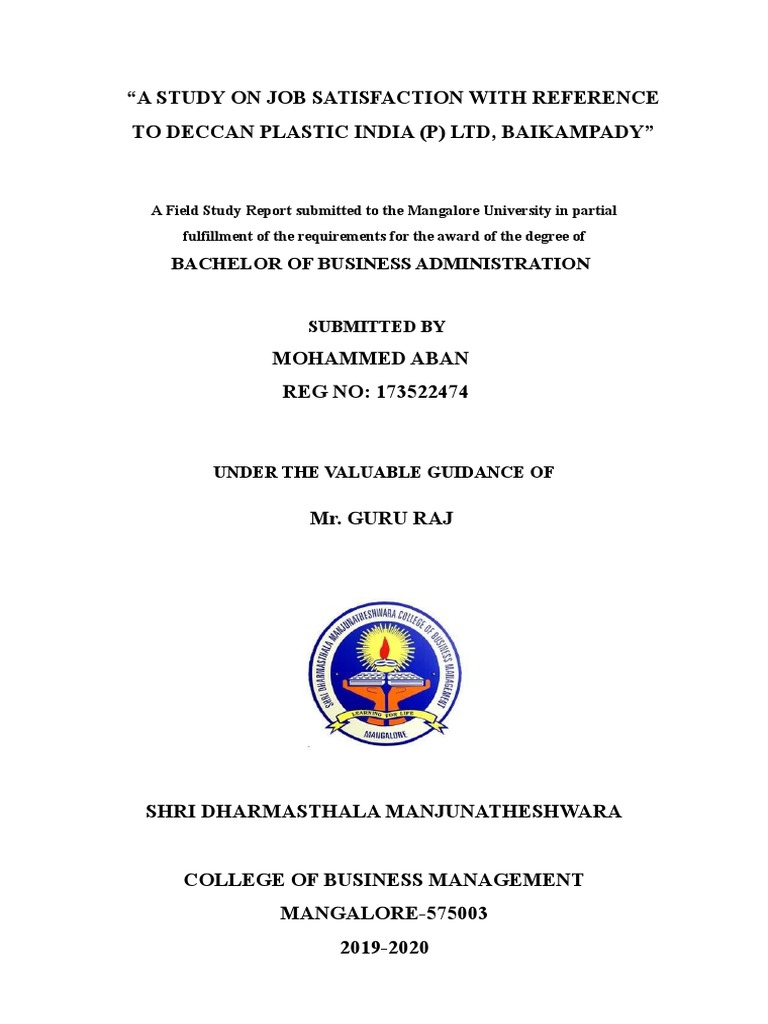 Project | Download Free PDF | Plastic | Job Satisfaction