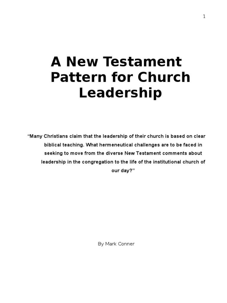 New Testament Leadership Principles | PDF | Elder (Christianity) | New ...
