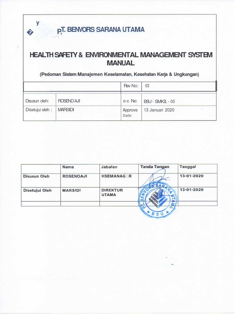 Section 00 HSE Management System Manual Rev-03 | PDF