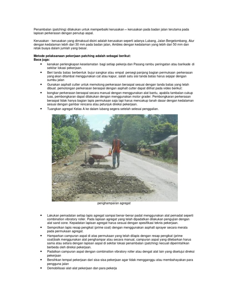 MEMPERBAIKI JALAN DENGAN PENAMBALAN (PATCHING) | PDF