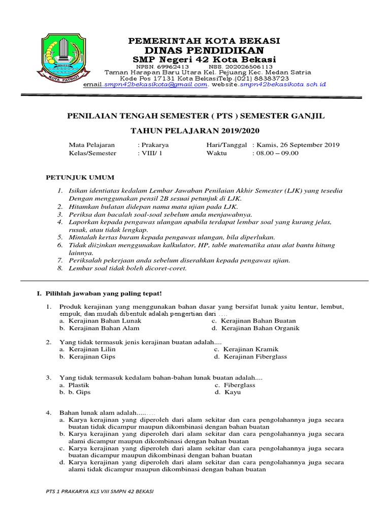 PTS Prakarya Kelas VIII SMPN 42 | PDF | Griya & Taman | Seni