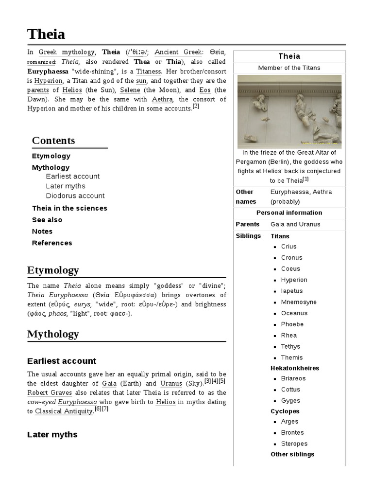 Theia | PDF | Mythological Characters | Mythology