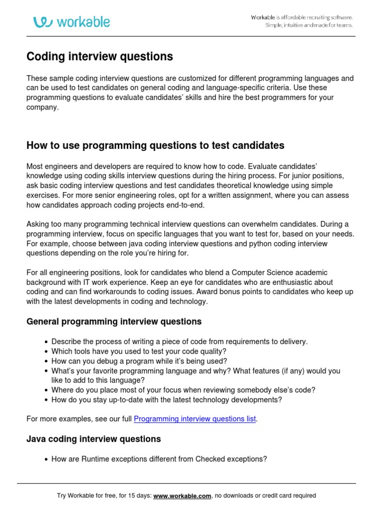 Coding Interview Questions | PDF | J Query | Computer Programming