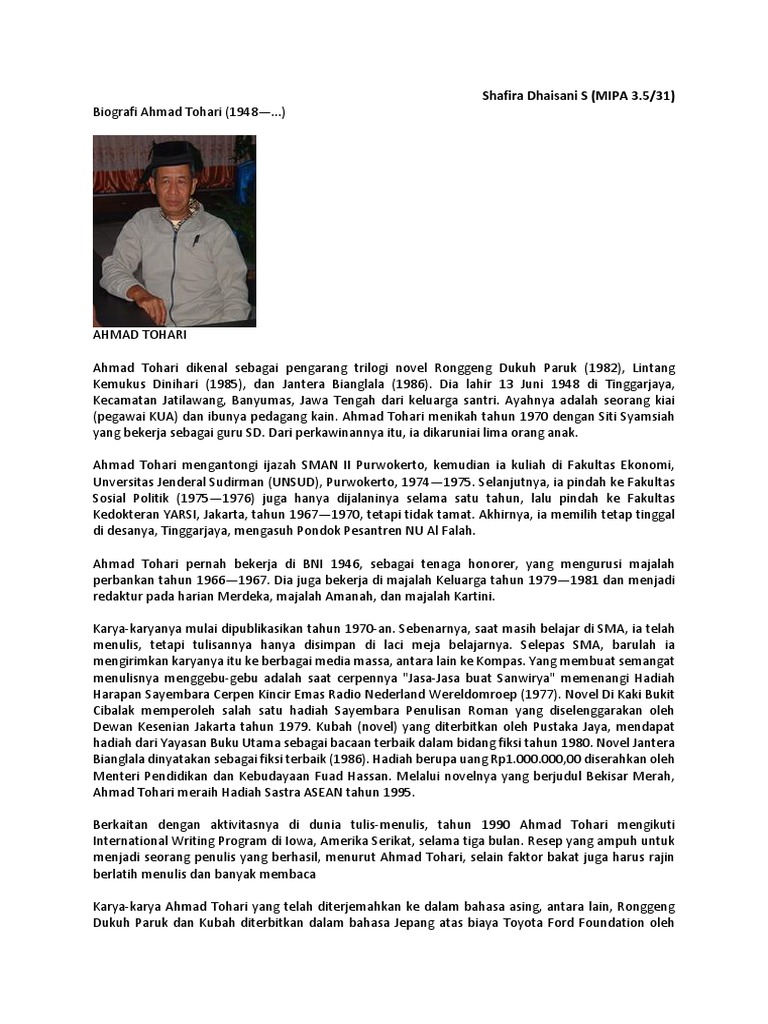 Biografi Ahmad Tohari | PDF