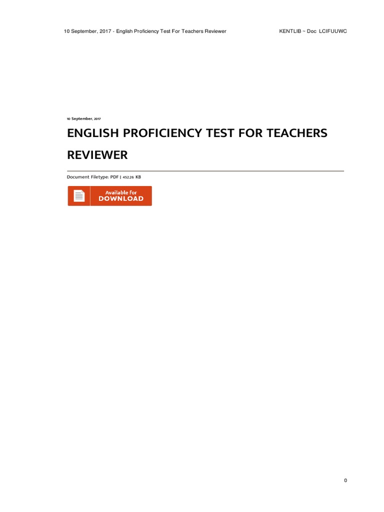 English Proficiency Test Reviewer for Teachers | PDF | Test (Assessment ...