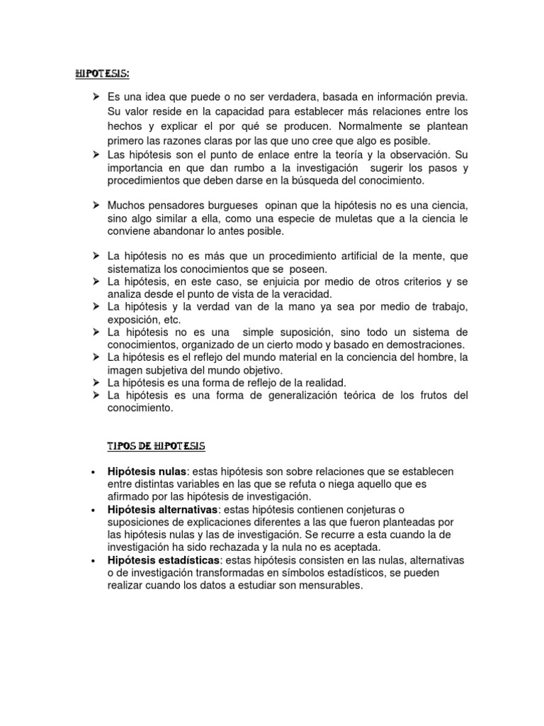 Hipotesis y Verdad | PDF | Hipótesis | Verdad