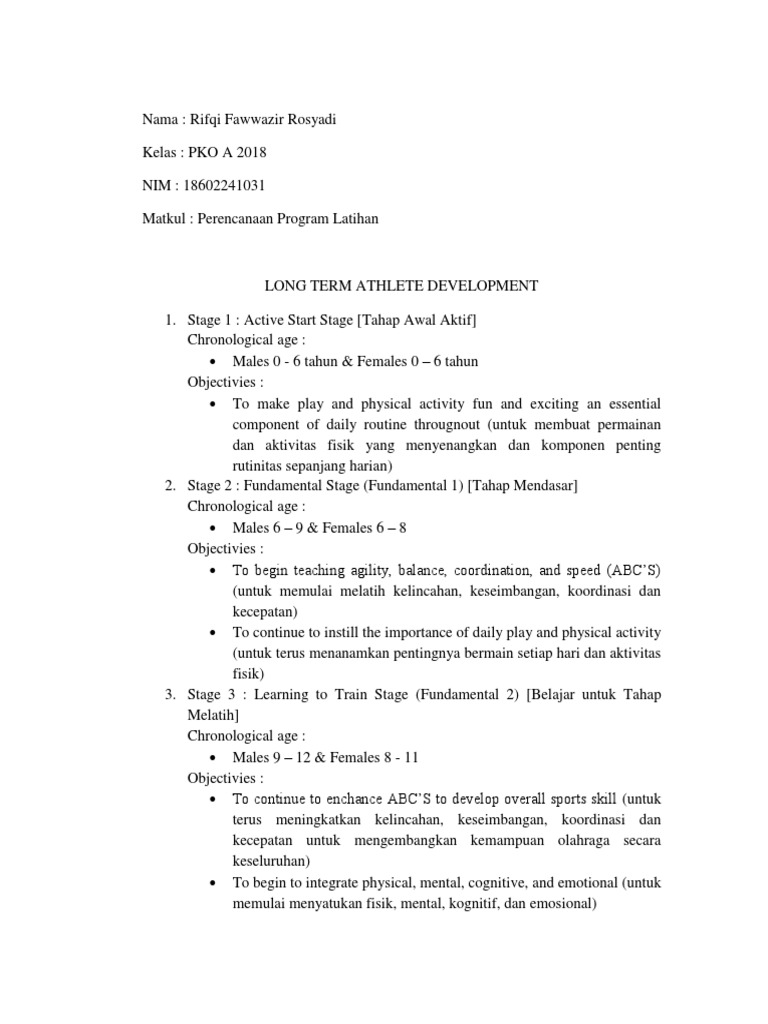 Long Term Athlete Development | PDF