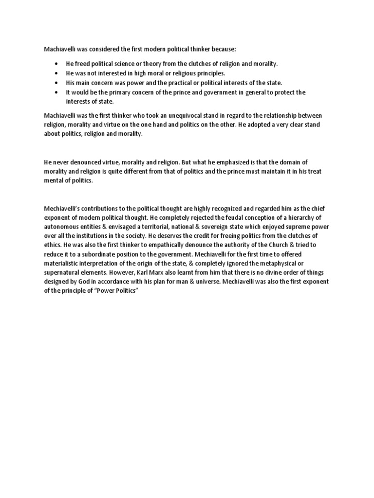 Machiavelli: The Father of Modern Political Theory and the First ...