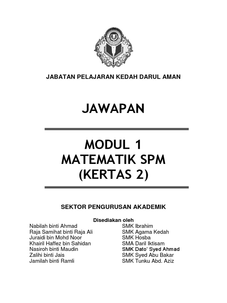 Jawapan Modul Matematik SPM | PDF | High Schools And Secondary Schools ...