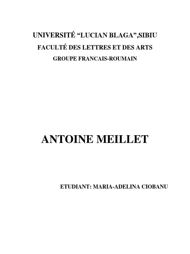Antoine Meillet : Pionnier de la linguistique | PDF | Linguistique ...