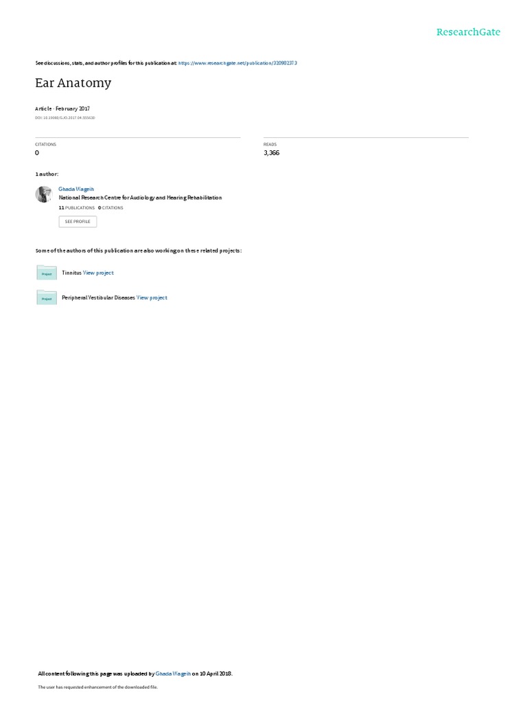 Ear Anatomy Pdf Pdf Ear Human Anatomy