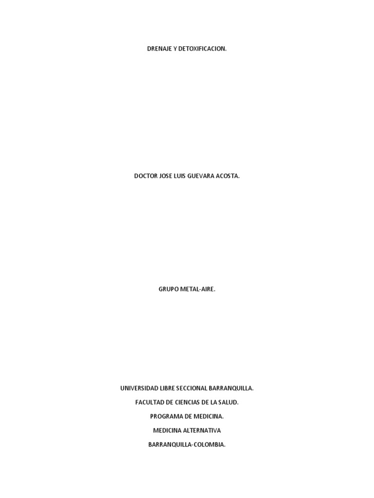 Resumen Drenaje y Detoxificacion | PDF | Inflamación | Toxicidad Resumen Drenaje y Detoxificacion | PDF | Inflamación | Toxicidad