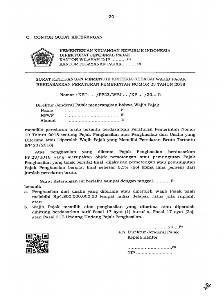 Contoh SK PP 23 Tahun 2018 (Lampiran PMK - 99.PMK03.2018) | PDF