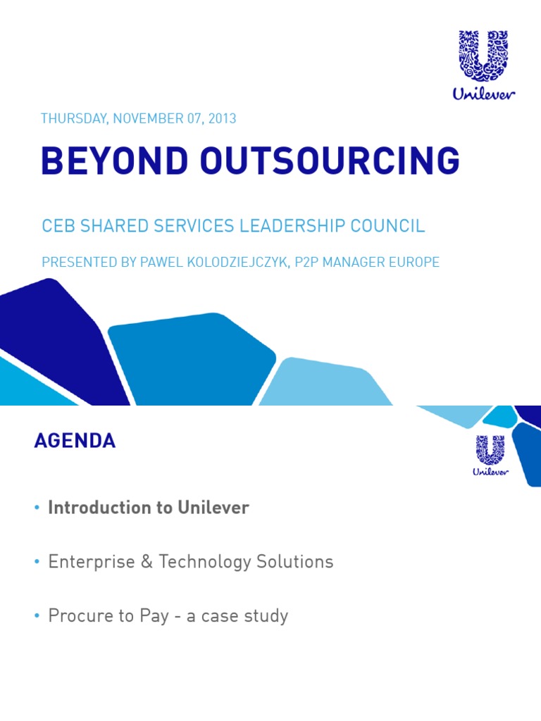 Transforming Procure To Pay - Unilever | PDF | Outsourcing | Unilever