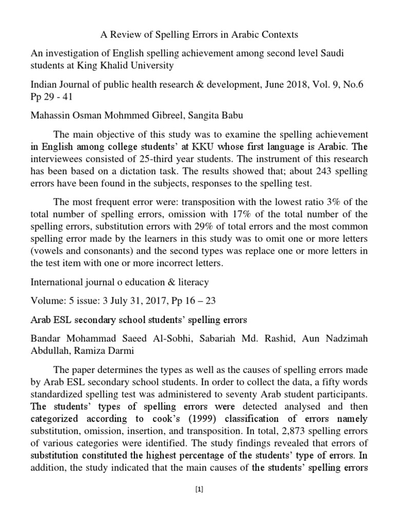 a-review-of-spelling-errors-in-arabic-contexts-pdf-english-language