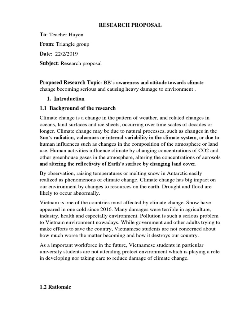 Research Proposal | PDF | Climate Change | Survey Methodology