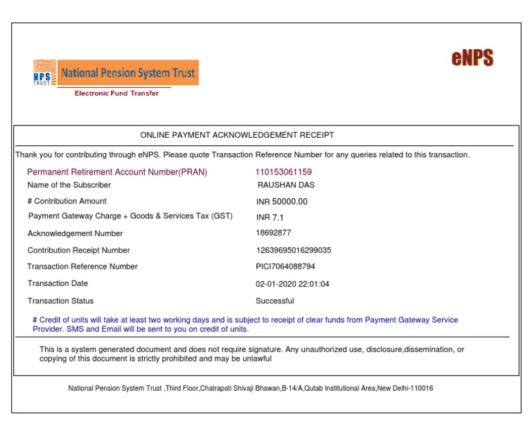 NPS | PDF | Receipt | Services (Economics)