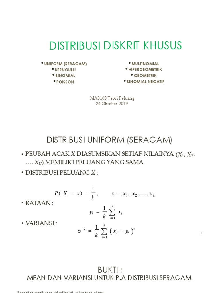 M9 - Distribusi Diskrit Khusus | PDF | Metode & Bahan Ajar