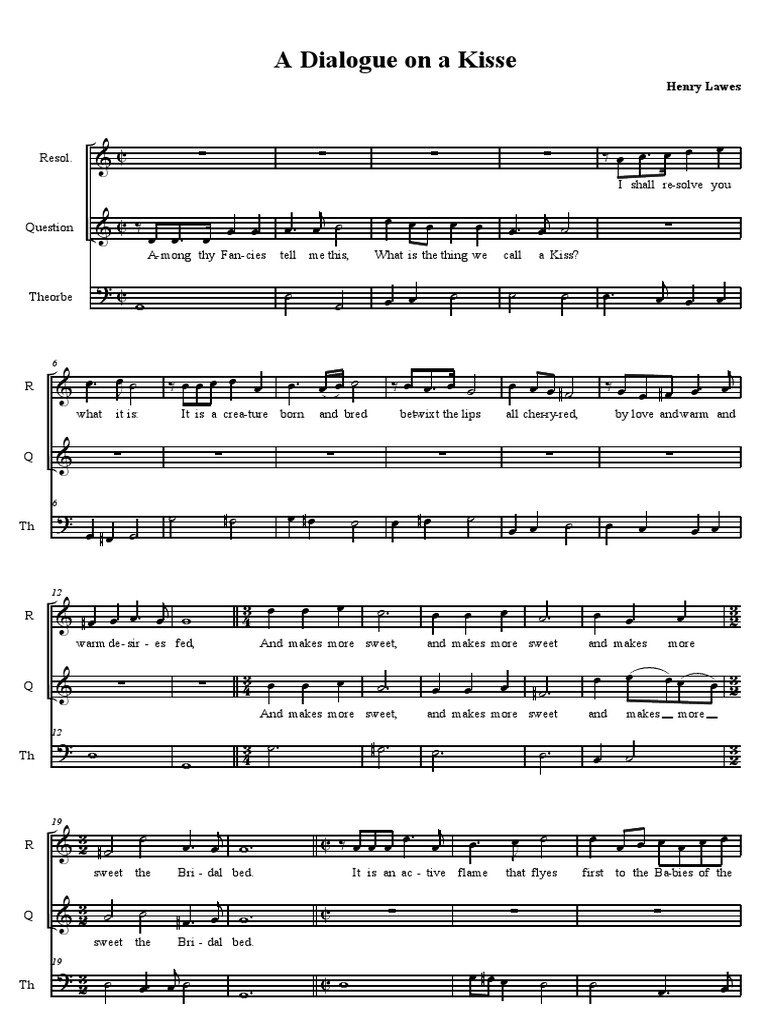 A Dialogue Upon A Kiss - Henry Lawes | PDF