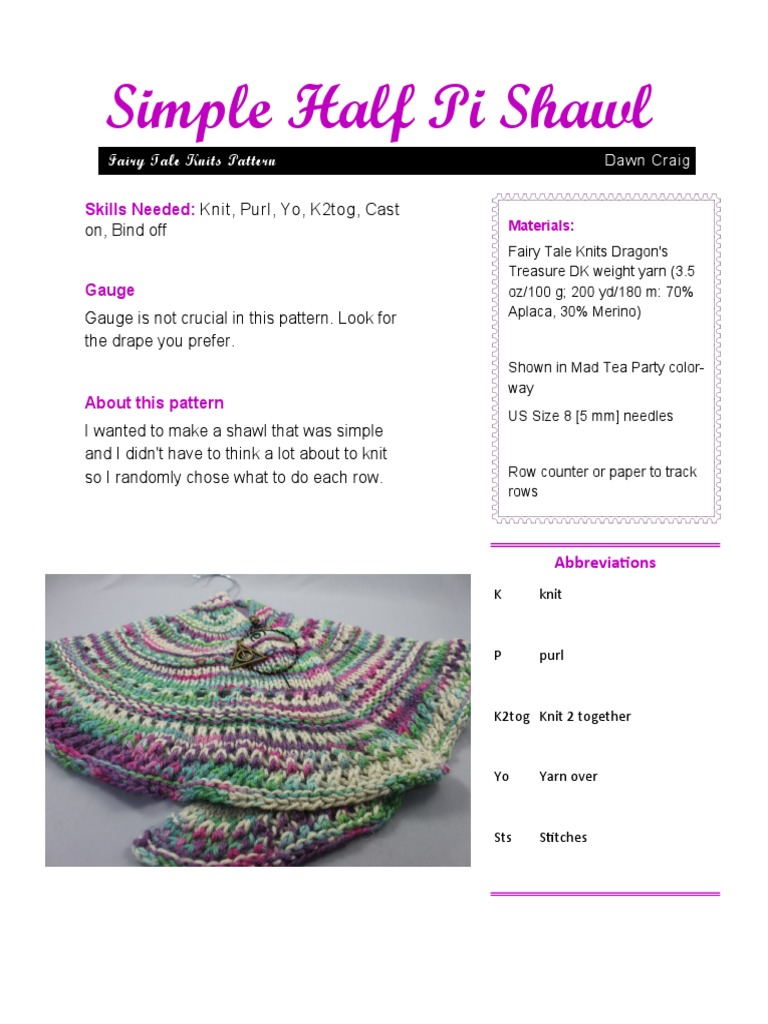 Simple Half Pi Shawl | PDF | Gauge (Knitting) | Knitting