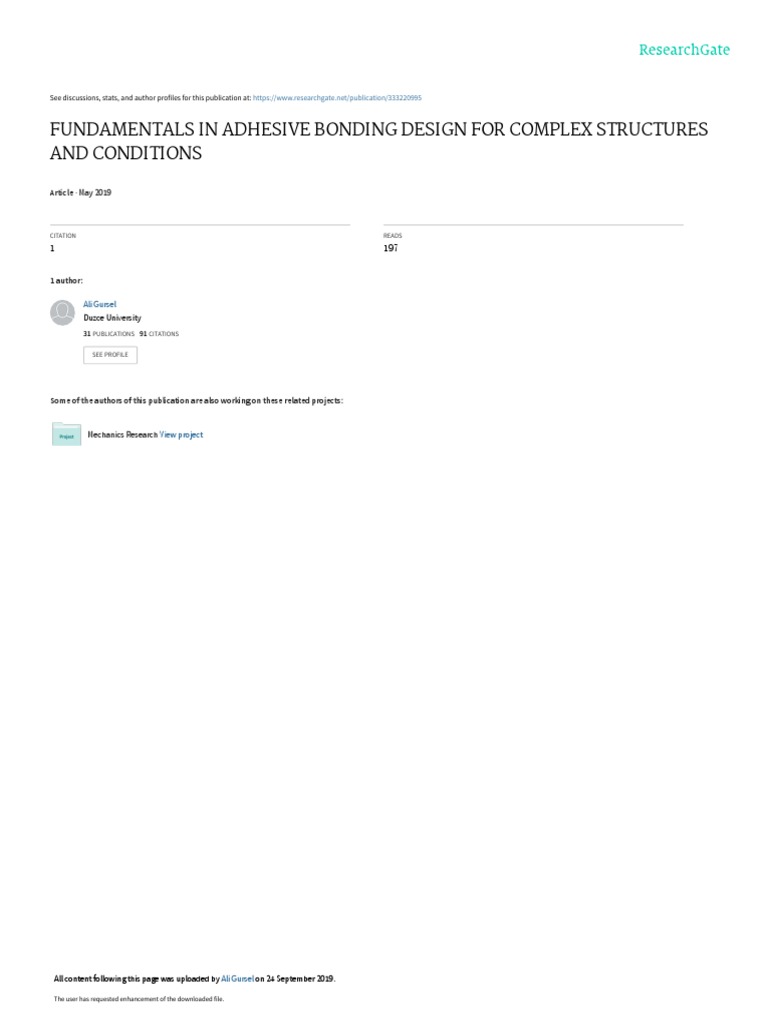 2019 Fundamentals in Adhesive Bonding Design For PDF | PDF | Adhesive ...