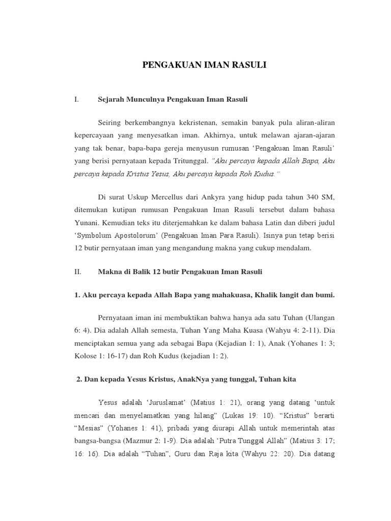 Sejarah dan Makna Pengakuan Iman Rasuli | PDF | Sejarah | Agama ...