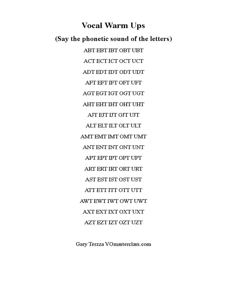 Vocal Warm Ups PDF | PDF