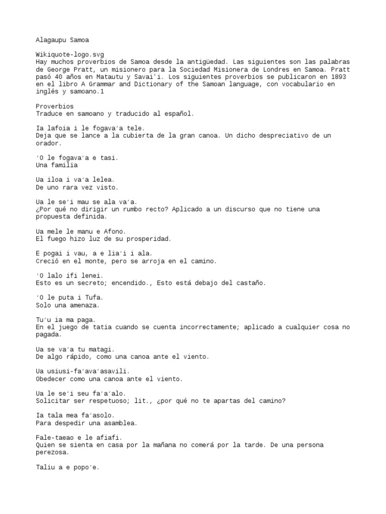 Alagaupu Samoa W | PDF | Samoa | Naturaleza