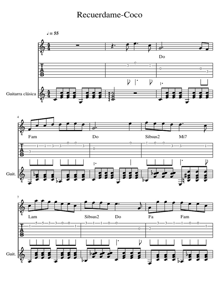 Recuerdame Coco Guitarra | PDF