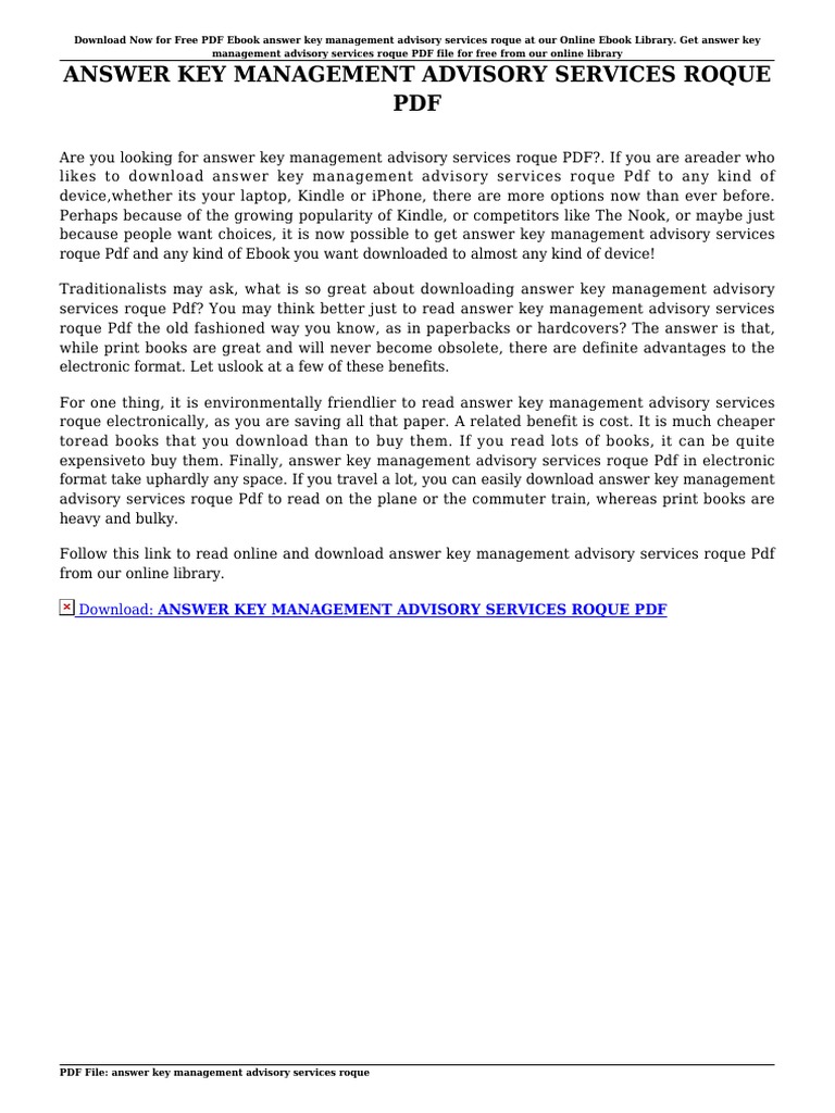 Answer Key Management Advisory Services Roque PDF | PDF | E Books ...