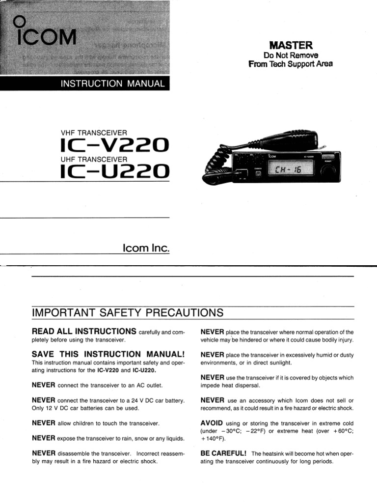 Icom IC-V220, U220 Transceiver WW PDF | PDF