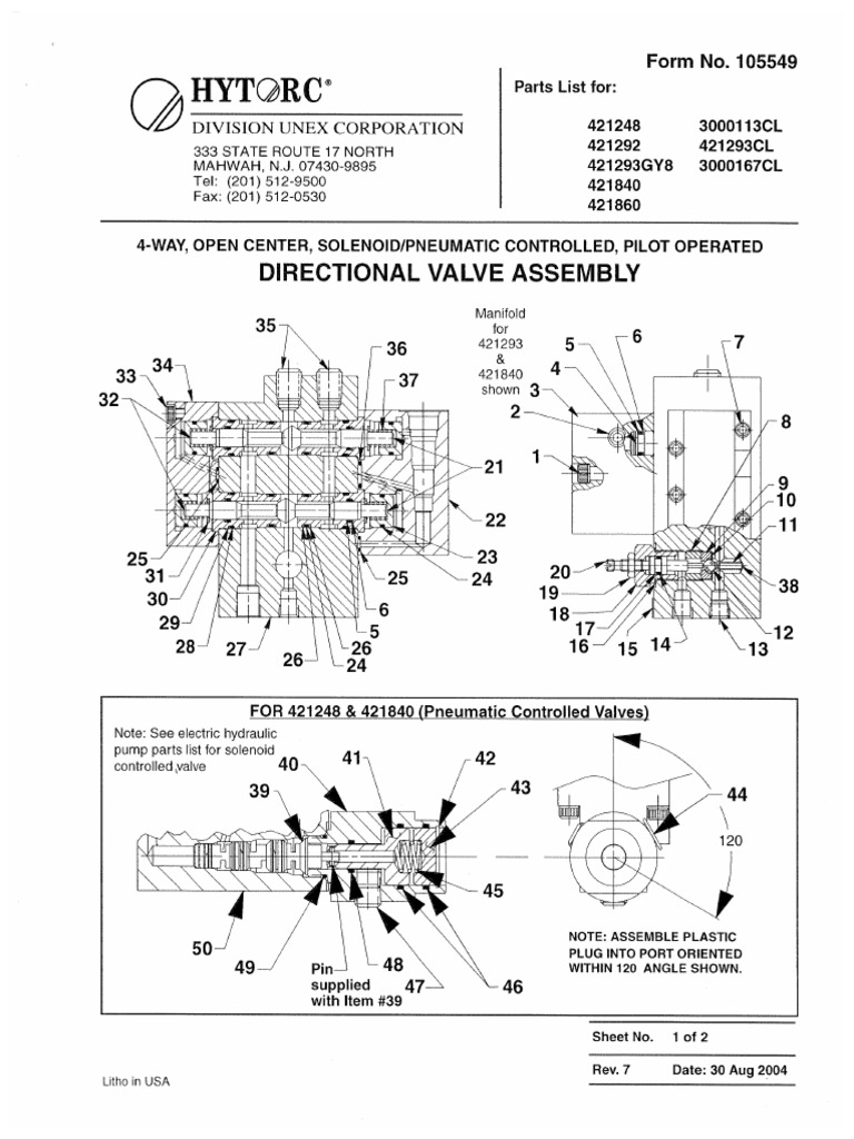 Hytorc Directional Valve Assembly - Form 105549 | PDF